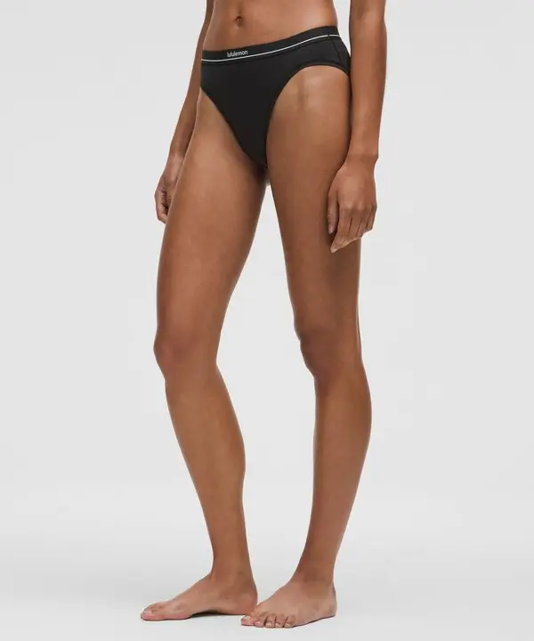 Lululemon Stretch Cotton Ribbed Logo Super-high-rise Bikini Underwear - Black