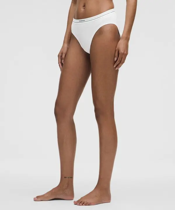 Lululemon Stretch Cotton Ribbed Logo Super-high-rise Bikini Underwear - White