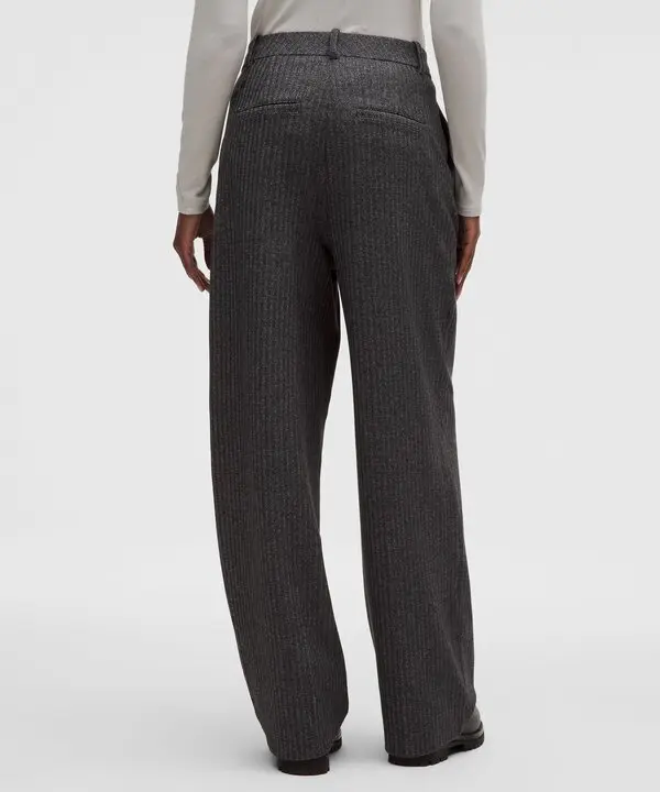 Lululemon Daydrift High-rise Wide-leg Trouser Short - Heathered Herringbone Heathered Deep Coal Black