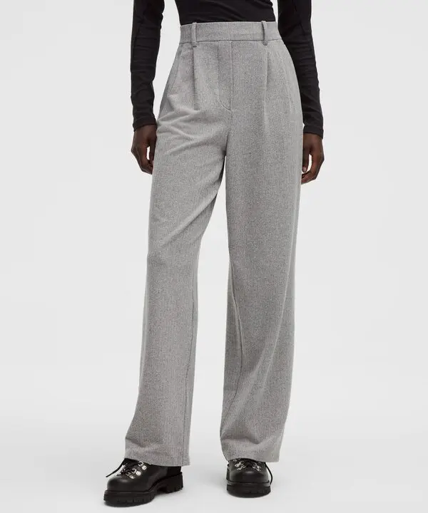 Lululemon Daydrift High-rise Wide-leg Trouser - Heathered Herringbone Heathered Black Dove Grey