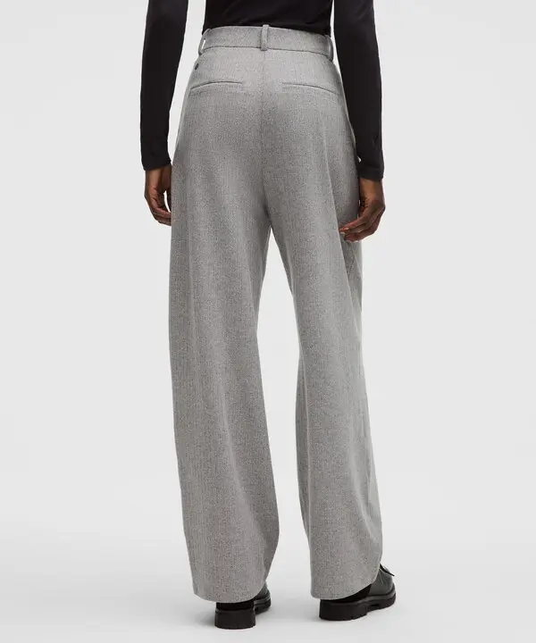 Lululemon Daydrift High-rise Wide-leg Trouser - Heathered Herringbone Heathered Black Dove Grey