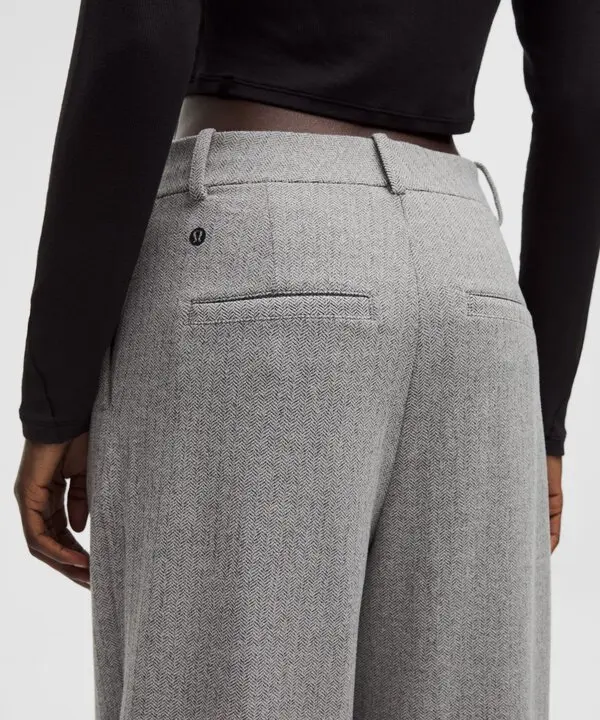 Lululemon Daydrift High-rise Wide-leg Trouser - Heathered Herringbone Heathered Black Dove Grey