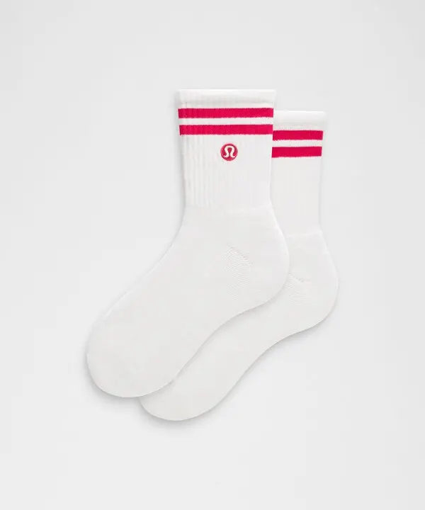 Lululemon Daily Essential Quarter Socks - White/calypso Pink