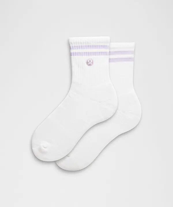 Lululemon Daily Essential Quarter Socks - White/sheer Violet