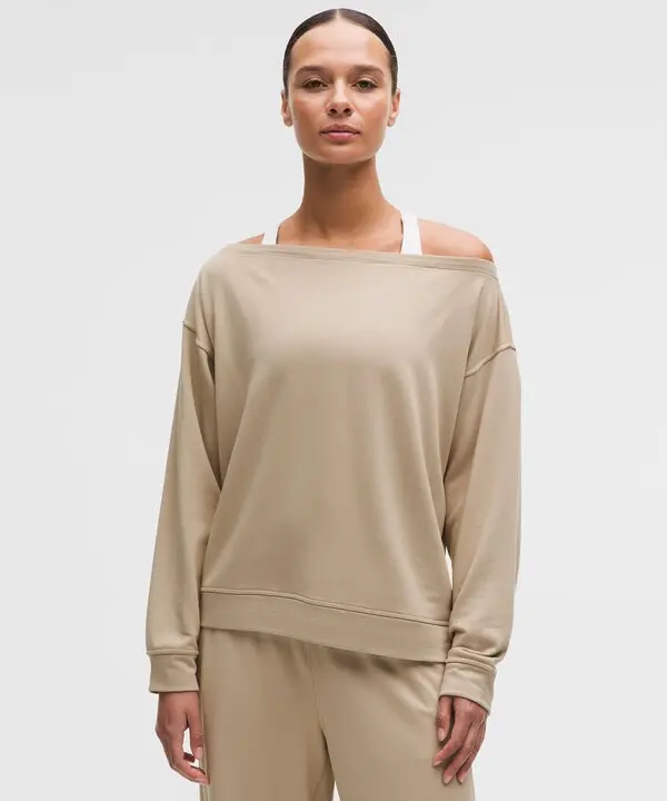 Lululemon Becalm Oversized Boatneck Long-sleeve Shirt - Wacky Khaki