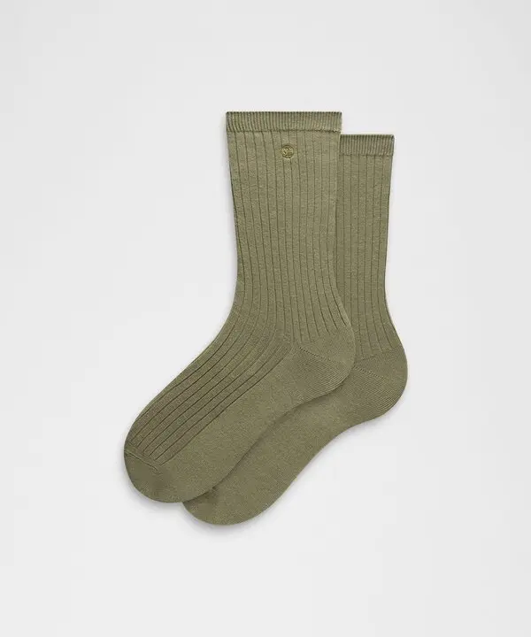 Lululemon Ribbed Cotton-blend Crew Socks - Bay Leaf