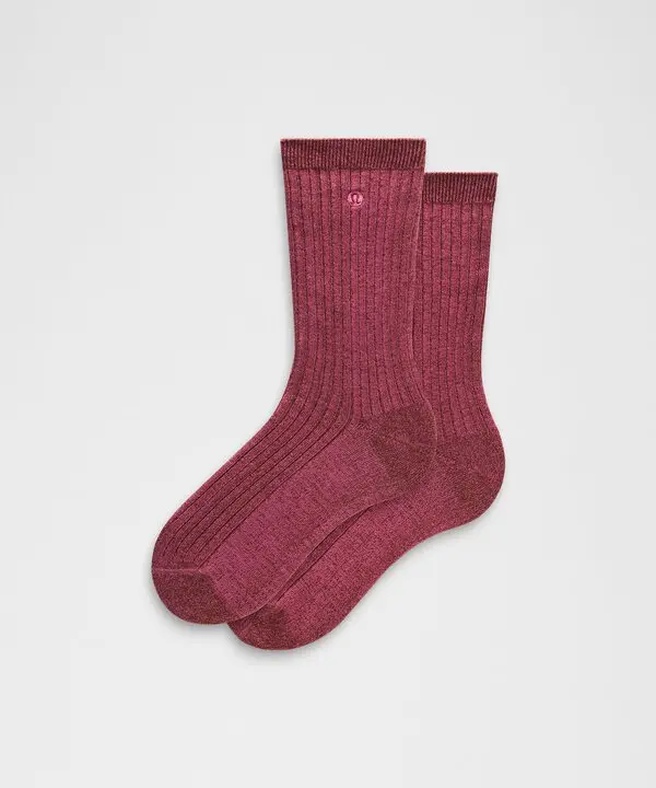 Lululemon Ribbed Cotton-blend Crew Socks - Heathered Rockwood