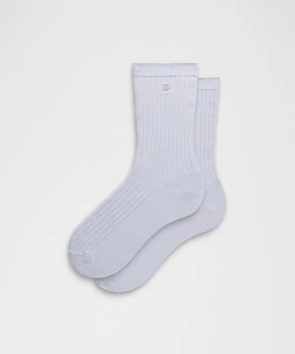 Lululemon Ribbed Cotton-blend Crew Socks - Serene Blue