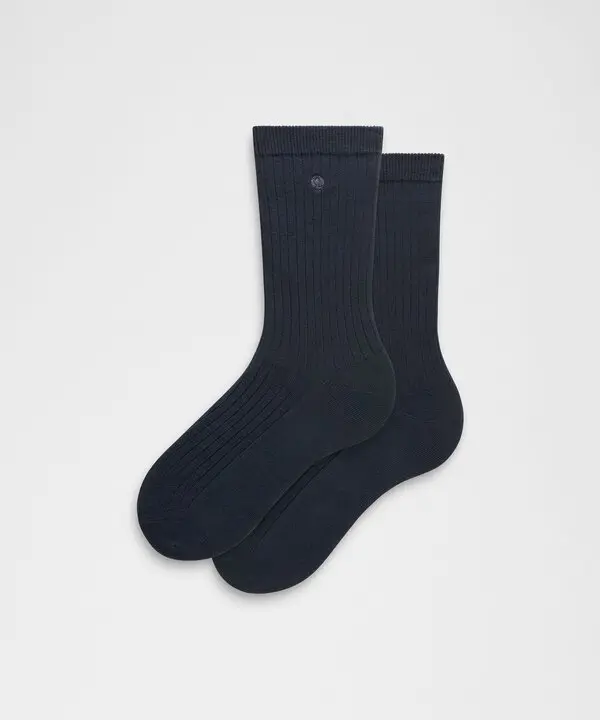 Lululemon Ribbed Cotton-blend Crew Socks - True Navy