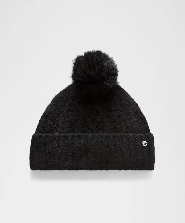 Lululemon Alpaca Wool-blend Cable-knit Fleece-lined Beanie - Black