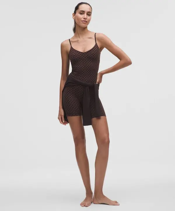 Lululemon Align™ Cami Bodysuit 6" Jacquard - Square Heart Jacquard Java Sequoia