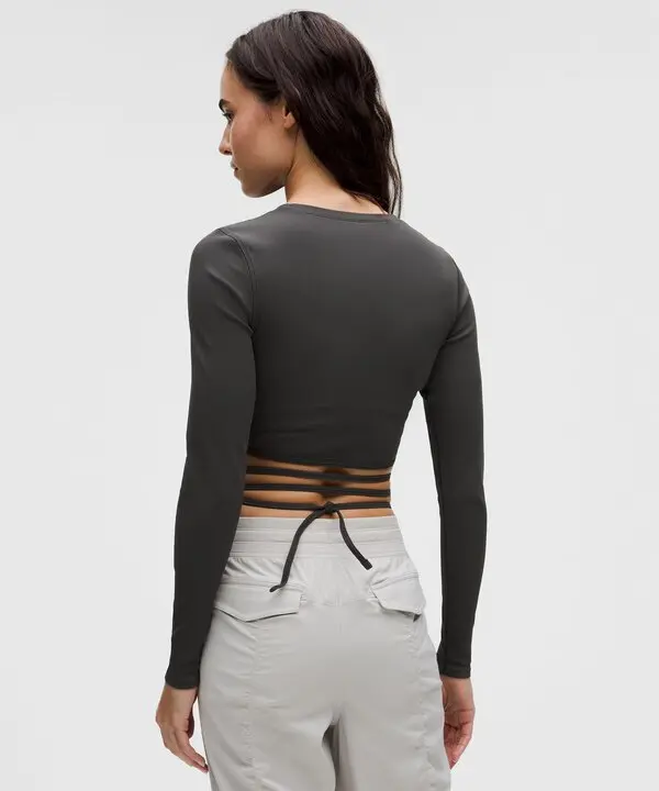 Lululemon Logo Bead Ribbed Waist-tie Long-sleeve Shirt - Graphite Grey