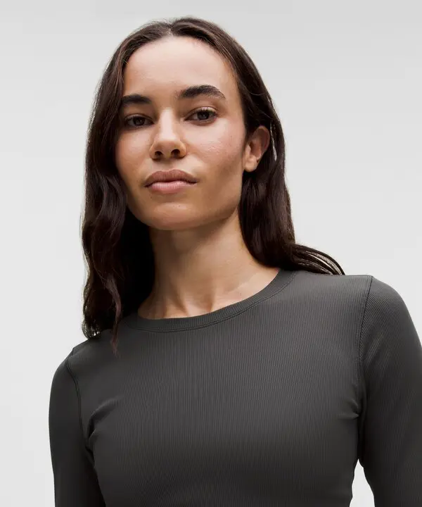 Lululemon Logo Bead Ribbed Waist-tie Long-sleeve Shirt - Graphite Grey