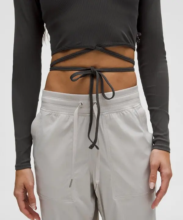 Lululemon Logo Bead Ribbed Waist-tie Long-sleeve Shirt - Graphite Grey