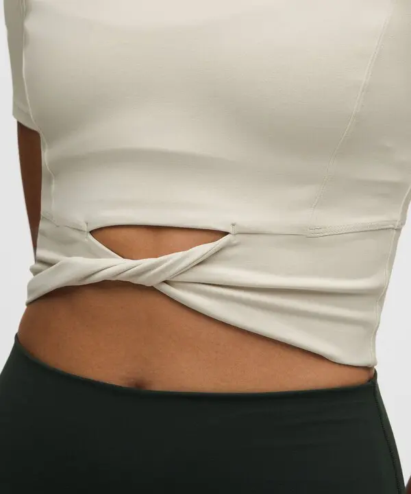 Lululemon Cropped Nulu Twist-hem Short-sleeve Shirt - Bone
