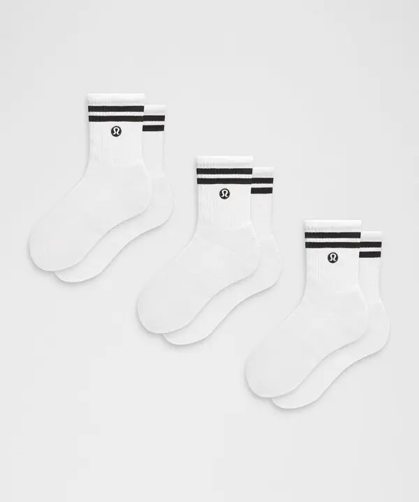 Lululemon Daily Essential Quarter Socks 3 Pack - White/black