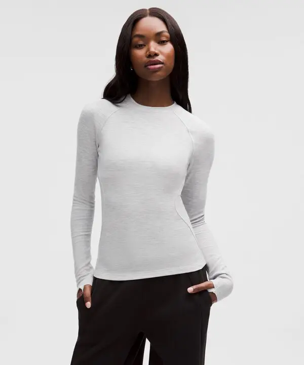 Lululemon Waffle-knit Crewneck Base Layer - Heathered Core Ultra Light Grey