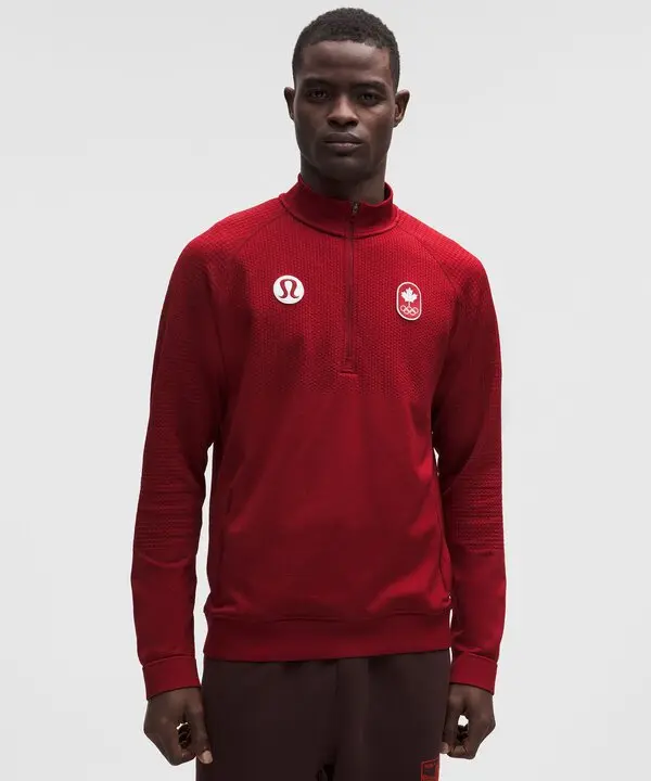 Lululemon Team Canada Engineered Warmth Half Zip - Dark Sport Red/dark Sport Red