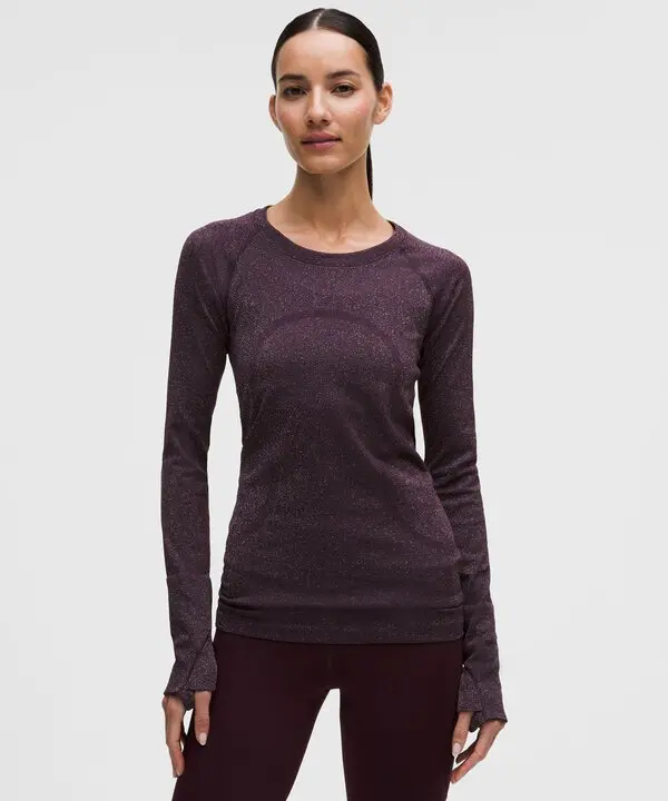 Lululemon Swiftly Tech Long-sleeve Shirt 2.0 - Black Plum/rainbow Lurex