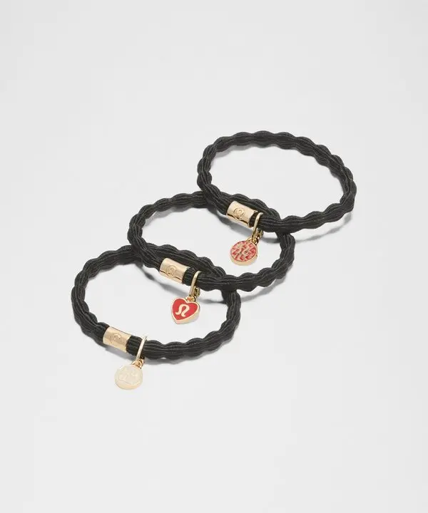 Lululemon Charm Hair Ties - Black/gold