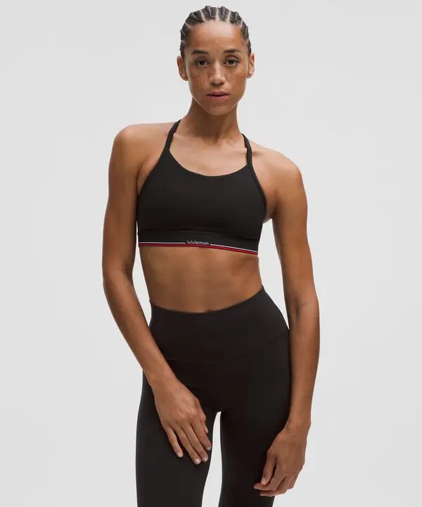 Lululemon Flow Y Mid-support Bra Logo - Black