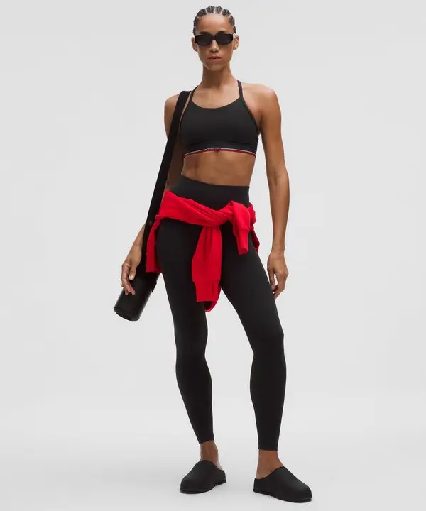 Lululemon Flow Y Mid-support Bra Logo - Black