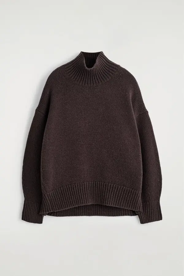Cos Chunky Mock-neck Wool Sweater - Brown