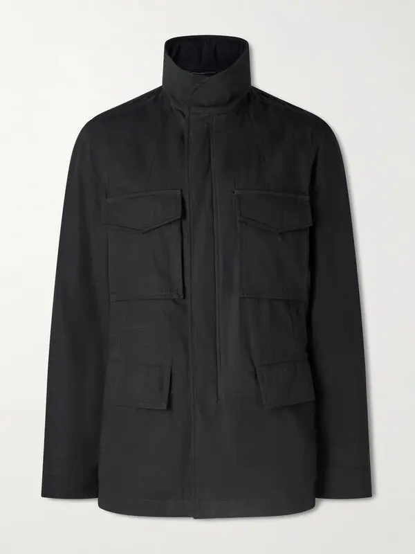 TOM FORD Cotton And Silk-blend Hooded Field Jacket - Black