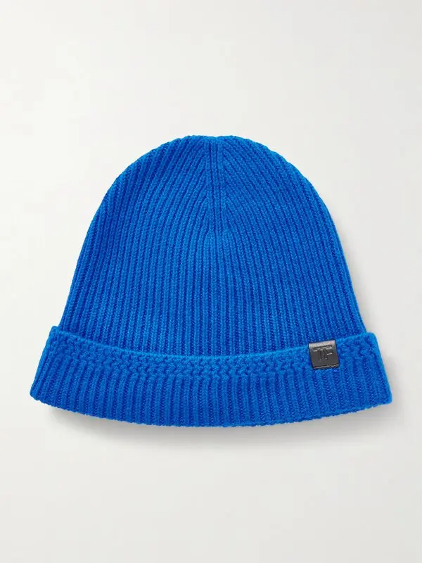 TOM FORD Cashmere Ribbed Beanie - Blue