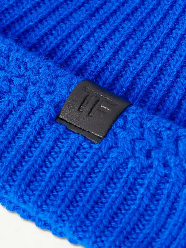 TOM FORD Cashmere Ribbed Beanie - Blue
