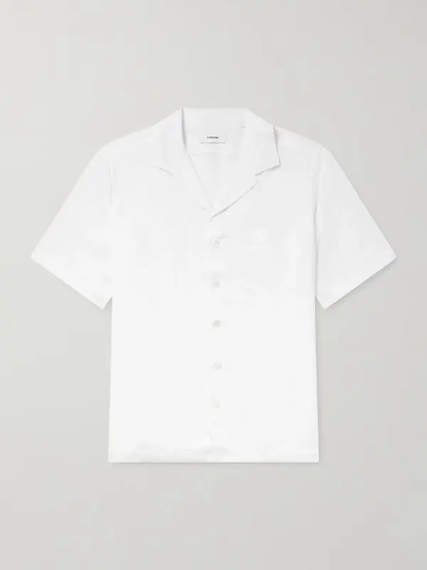 LARDINI Convertible-collar Linen Shirt