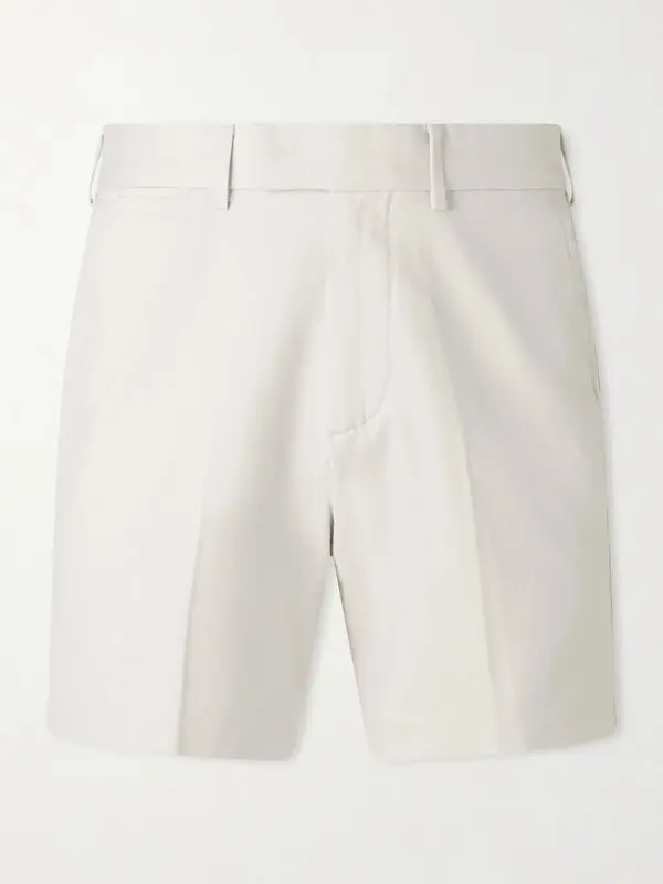 TOM FORD Straight-leg Brushed Cotton-drill Shorts - White