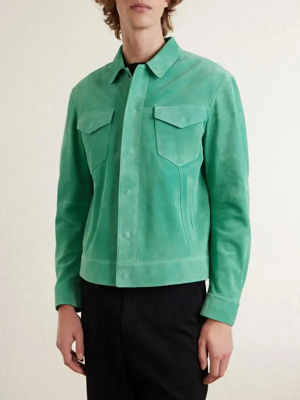 TOM FORD Slim-fit Suede Jacket - Green