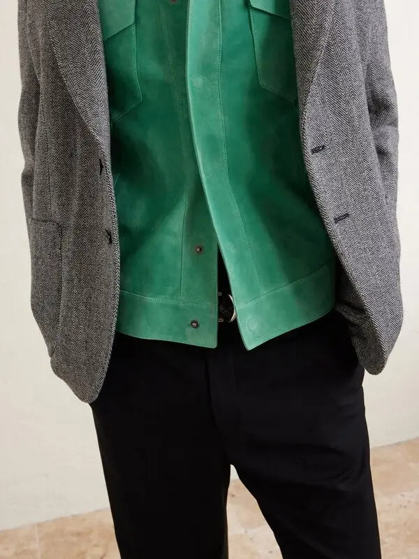 TOM FORD Slim-fit Suede Jacket - Green