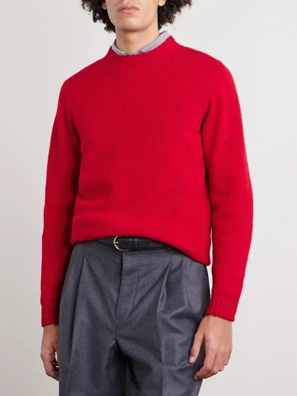 William Lockie Virgin Wool Crewneck Sweater - Red