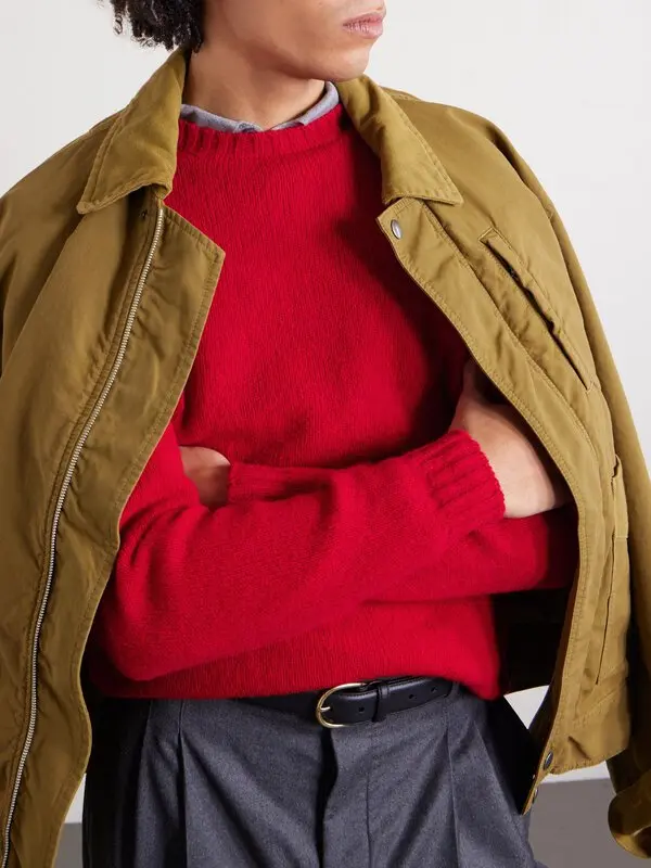 William Lockie Virgin Wool Crewneck Sweater - Red
