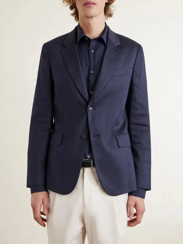 Paul Smith Slim-fit Linen And Virgin Wool-blend Suit Jacket - Blue