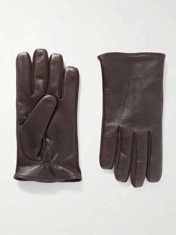 Mr P. Leather And Suede Gloves - Brown