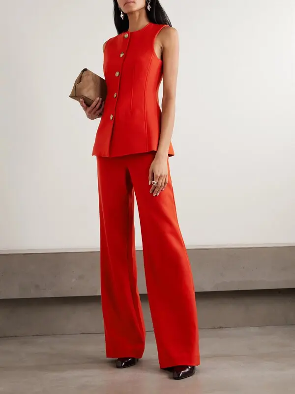 Veronica Beard Tonelli Crepe Wide-leg Pants