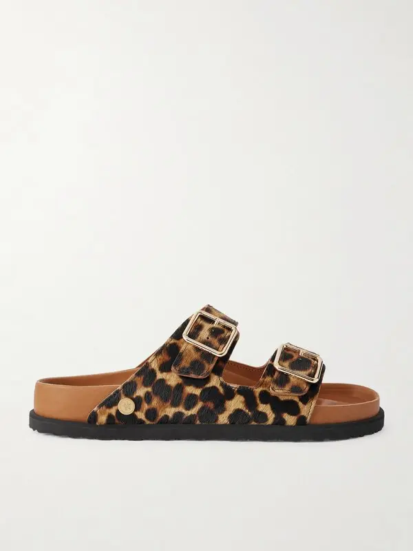 BIRKENSTOCK Arizona Leopard-print Calf Hair Sandals - Brown
