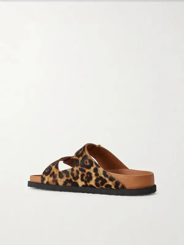 BIRKENSTOCK Arizona Leopard-print Calf Hair Sandals - Brown