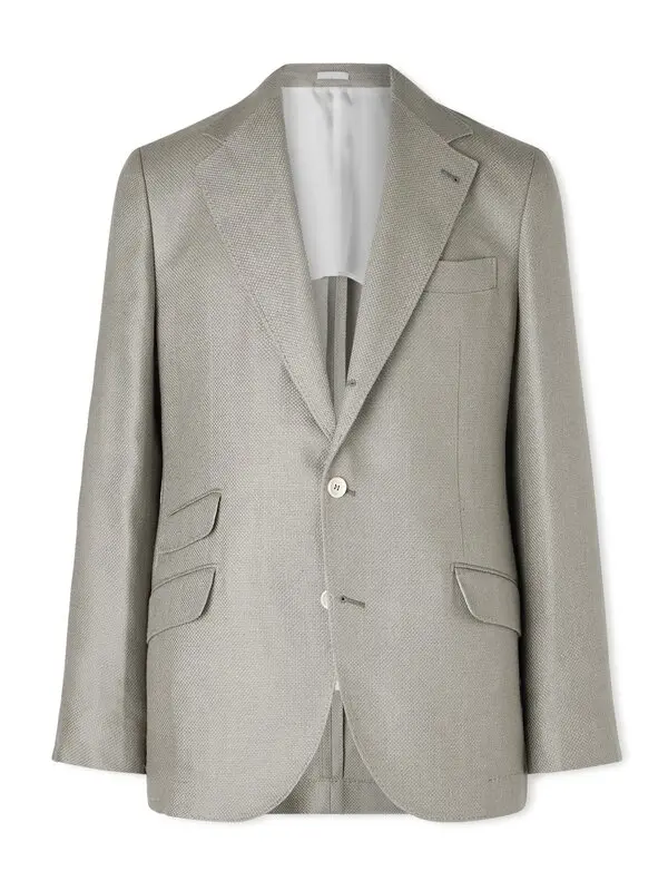 Brunello Cucinelli Silk, Linen And Wool-blend Blazer - Gray