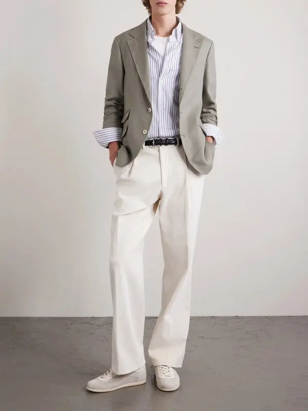 Brunello Cucinelli Silk, Linen And Wool-blend Blazer - Gray