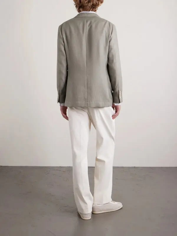 Brunello Cucinelli Silk, Linen And Wool-blend Blazer - Gray