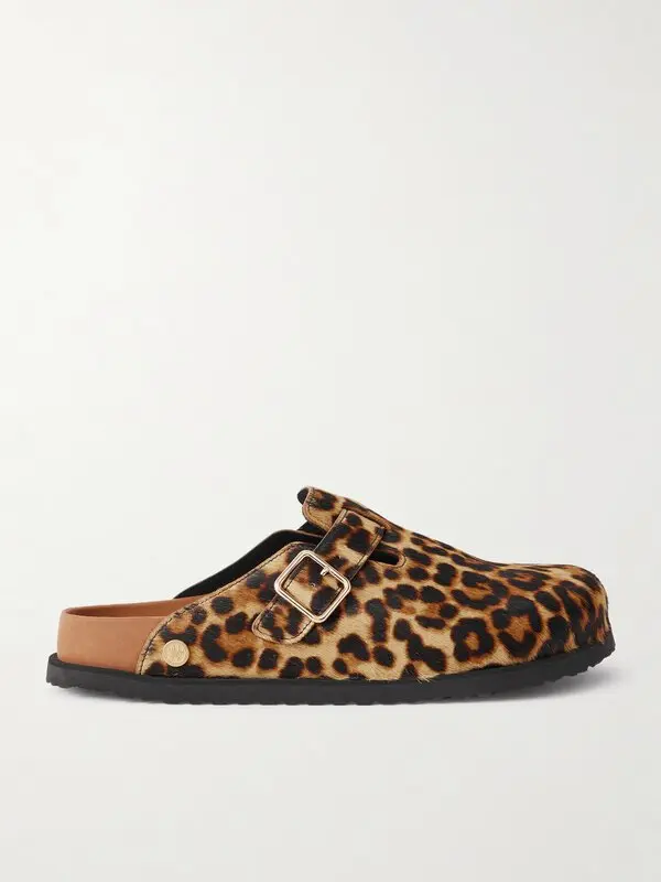 BIRKENSTOCK Boston Leopard-print Calf Hair Clogs - Brown