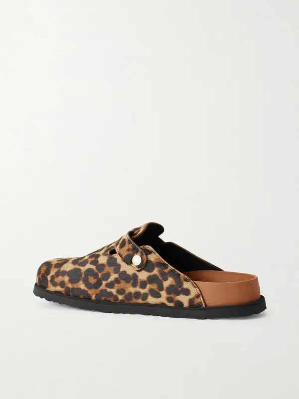 BIRKENSTOCK Boston Leopard-print Calf Hair Clogs - Brown