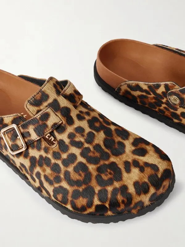 BIRKENSTOCK Boston Leopard-print Calf Hair Clogs - Brown