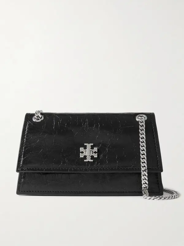 Tory Burch Kira Turnlock Mini Crinkled-leather Shoulder Bag - Black
