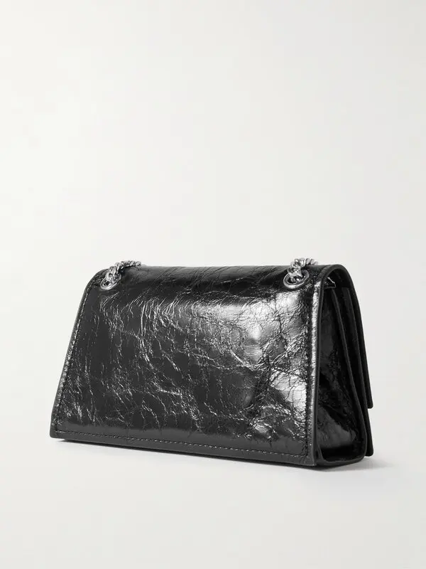 Tory Burch Kira Turnlock Mini Crinkled-leather Shoulder Bag - Black