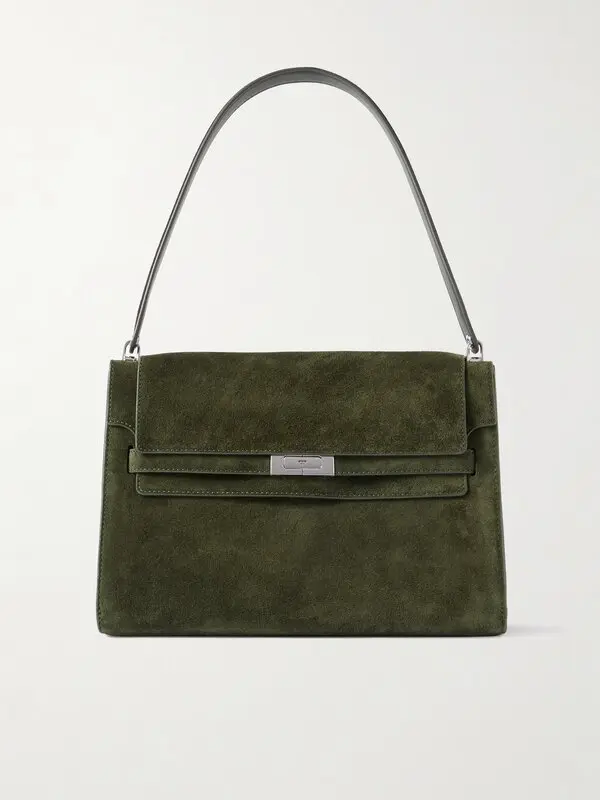 Tory Burch Lee Radziwill Large Suede Shoulder Bag - Green